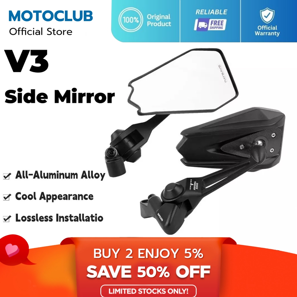 UNIVERSAL Street King Motorcycle Side Mirror V2/V3 Foldable Anti-glare ...