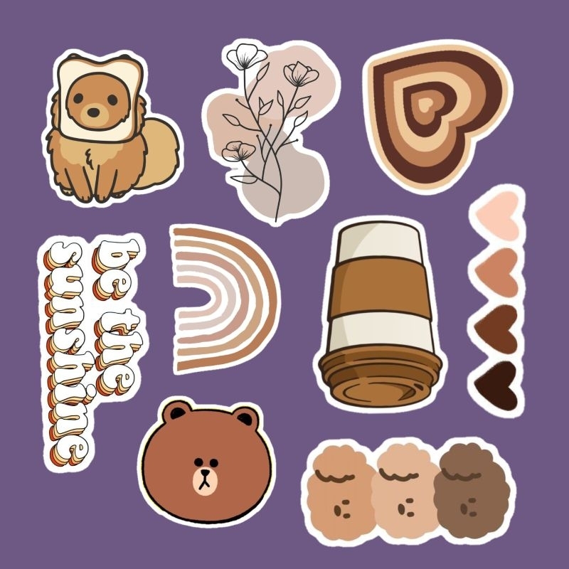 [STICKER PACK] Brown Stickers | Vinyl Matte Laminated Waterproof and ...