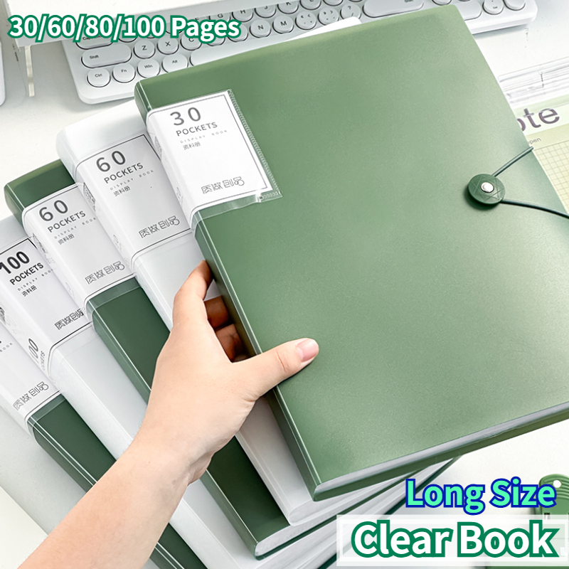 Clear Book Long Clear Folder File Organizer 30/60/80/100 Pages Document ...