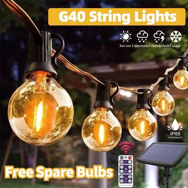 15/10/7M LED Bulbs Solar String Lights Outdoor Waterproof Patio String ...