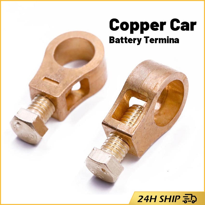 2pcs Car Battery Terminal Wire Cable Clamp Copper Electric Battery ...