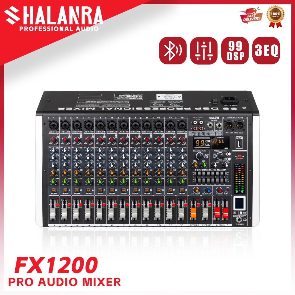 FX1200 12-channel mixer, 99 effects mixer, USB playback, digital ...