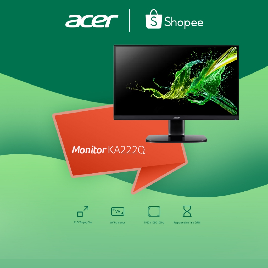 Acer Monitor KA222Q Hbi VA 21.5 inch 1920x1080 @100Hz VGA+HDMI Response ...