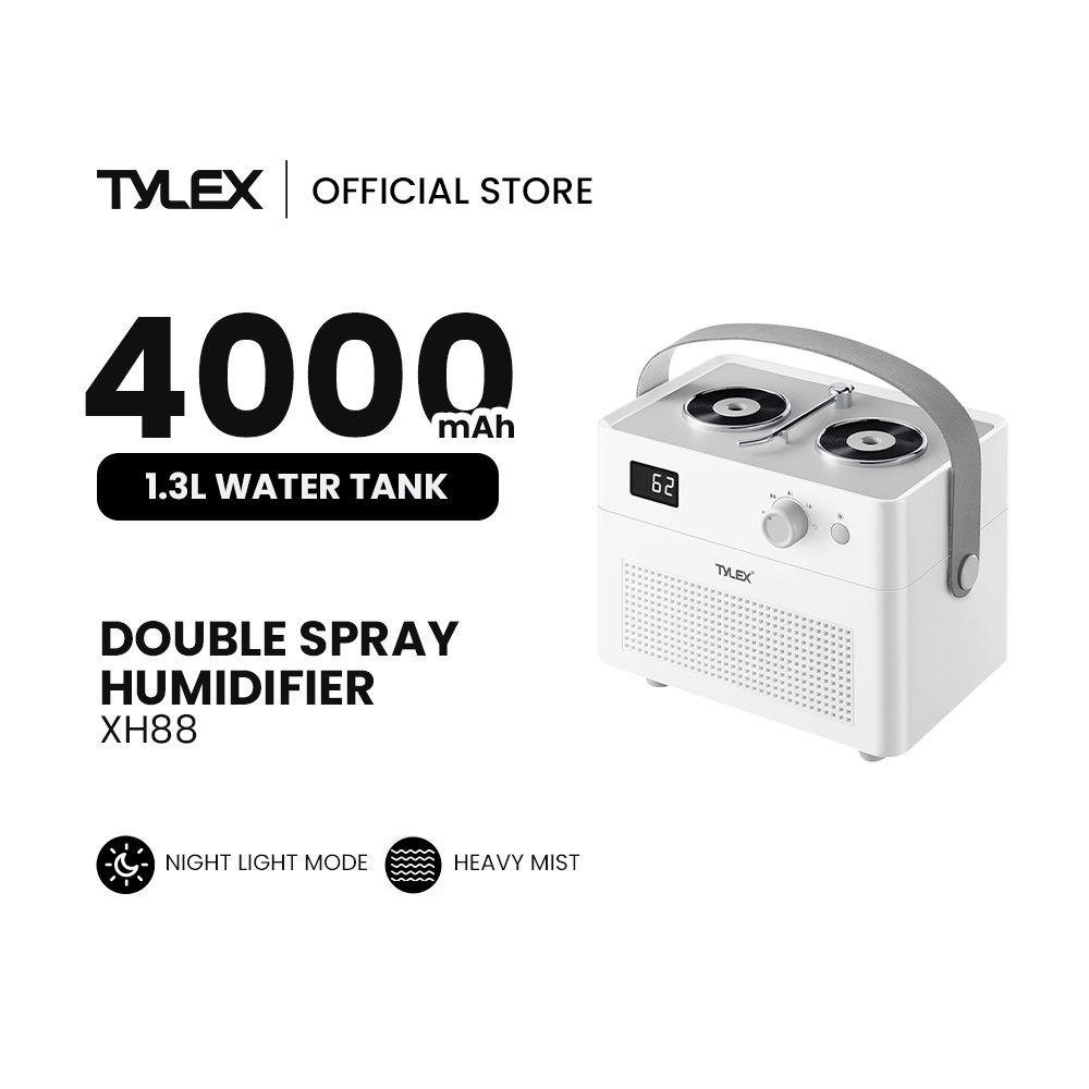 TYLEX XH88 Double Spray Mist Humidifier 1.3L Water Tank Heavy Fog Long ...