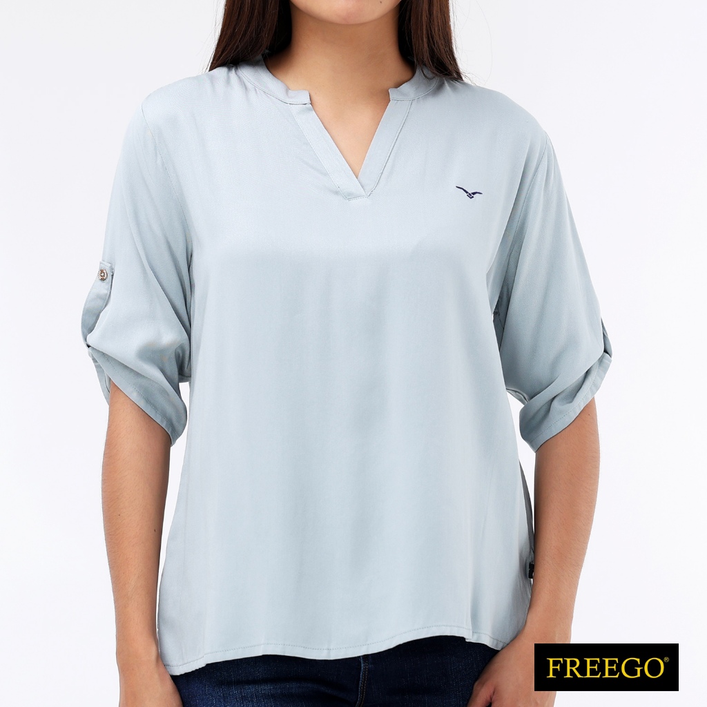 Freego Ladies Plain Single Bold Twill 3/4 Blouse AST04-0335 | Shopee ...