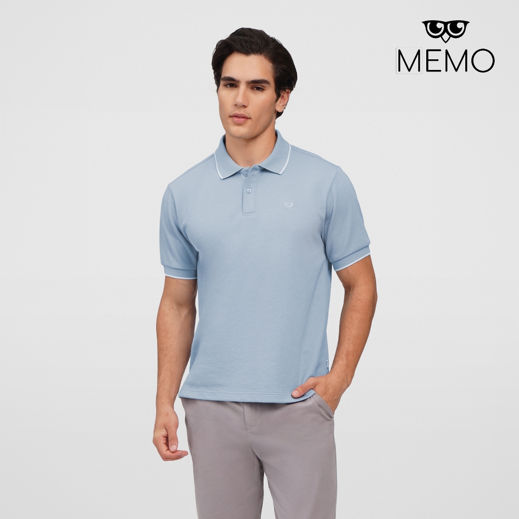 Memo Boxy Fit Short Sleeve Polo Shirt With Contrast Tipping For Men ...