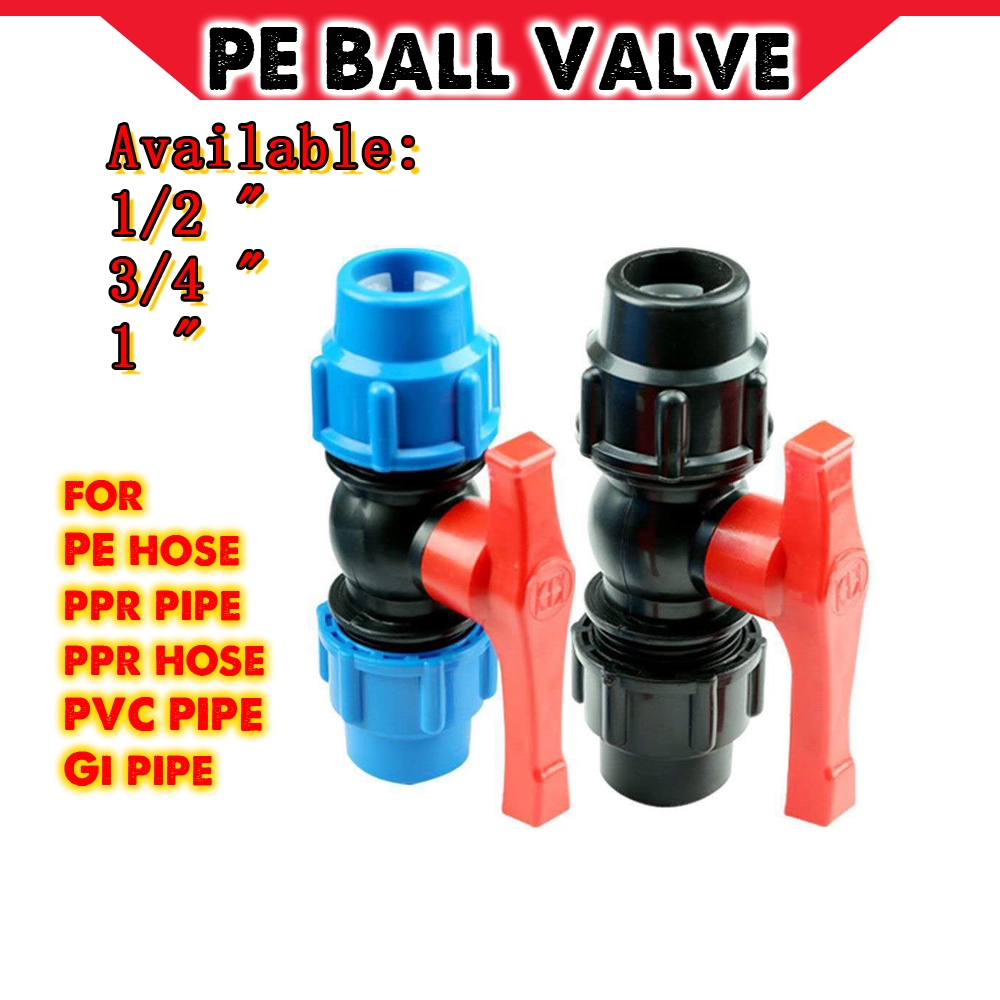 Heavy duty PE Ball Valve 1/2, 3/4, 1 PE Compression Ball Valve PE Compression Fittings | Shopee ...