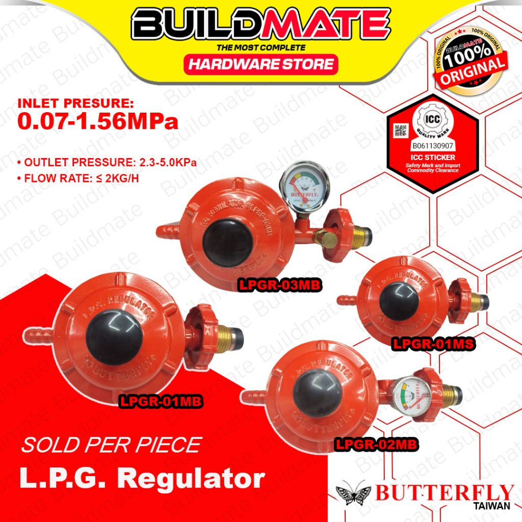 BUILDMATE Butterfly Taiwan LPG Regulator for M-Gas Small / Big with ICC Safe Regulator Heavy ...