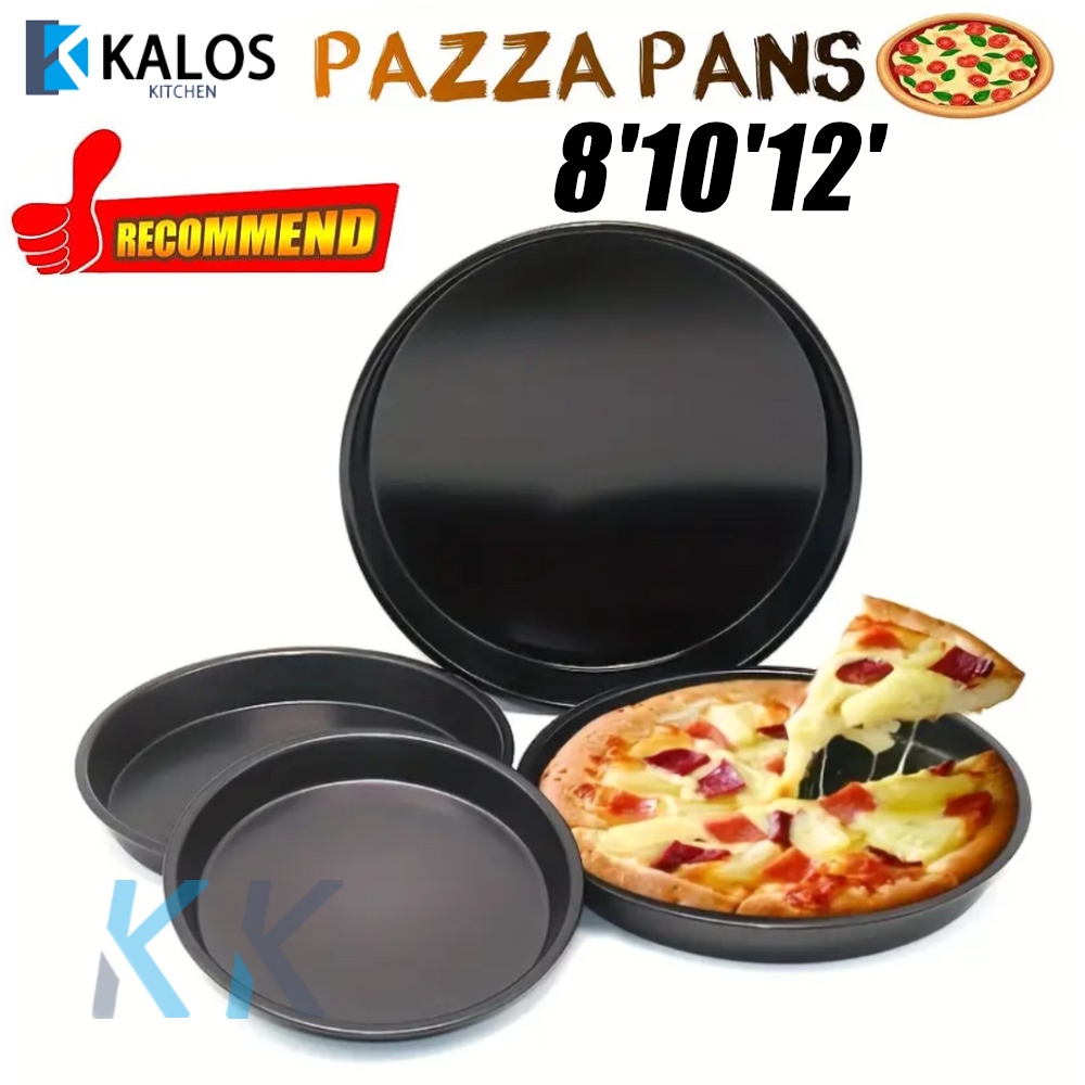 8/10/12 Inch Round Pizza Pan Carbon Steel Dish Tray Non-Stick Pizza Pan ...