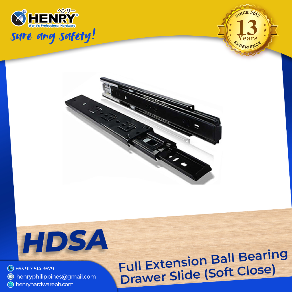 DRAWER SLIDE FULL EXTENSION BALL BEARING SOFT CLOSE MECHANISM - HDSA ...
