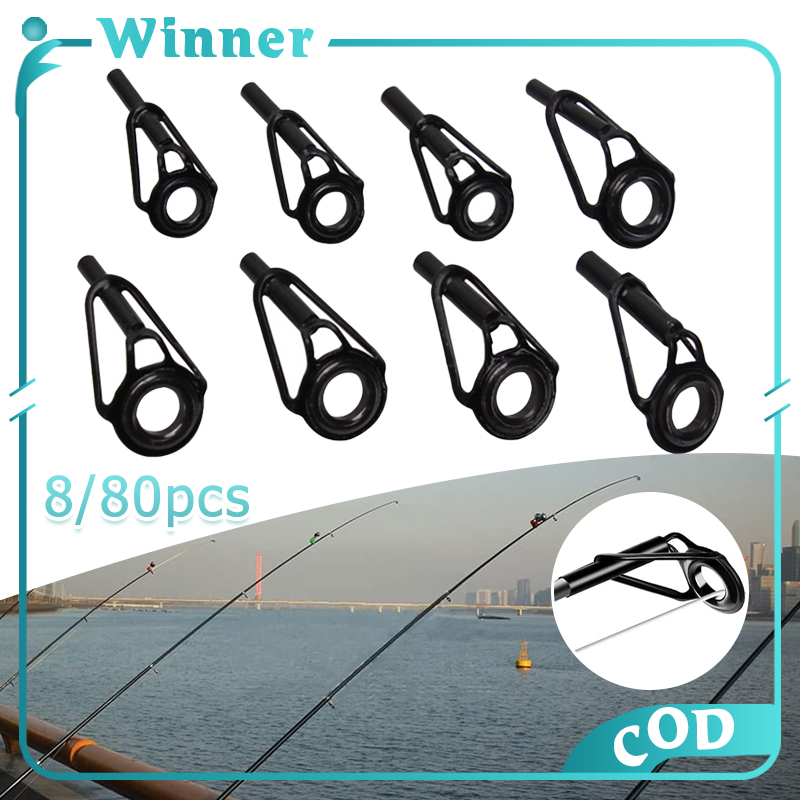 8/80PCS Lure Fishing Rod Guides Circle Fishing Rod Top Tip Line Ring ...