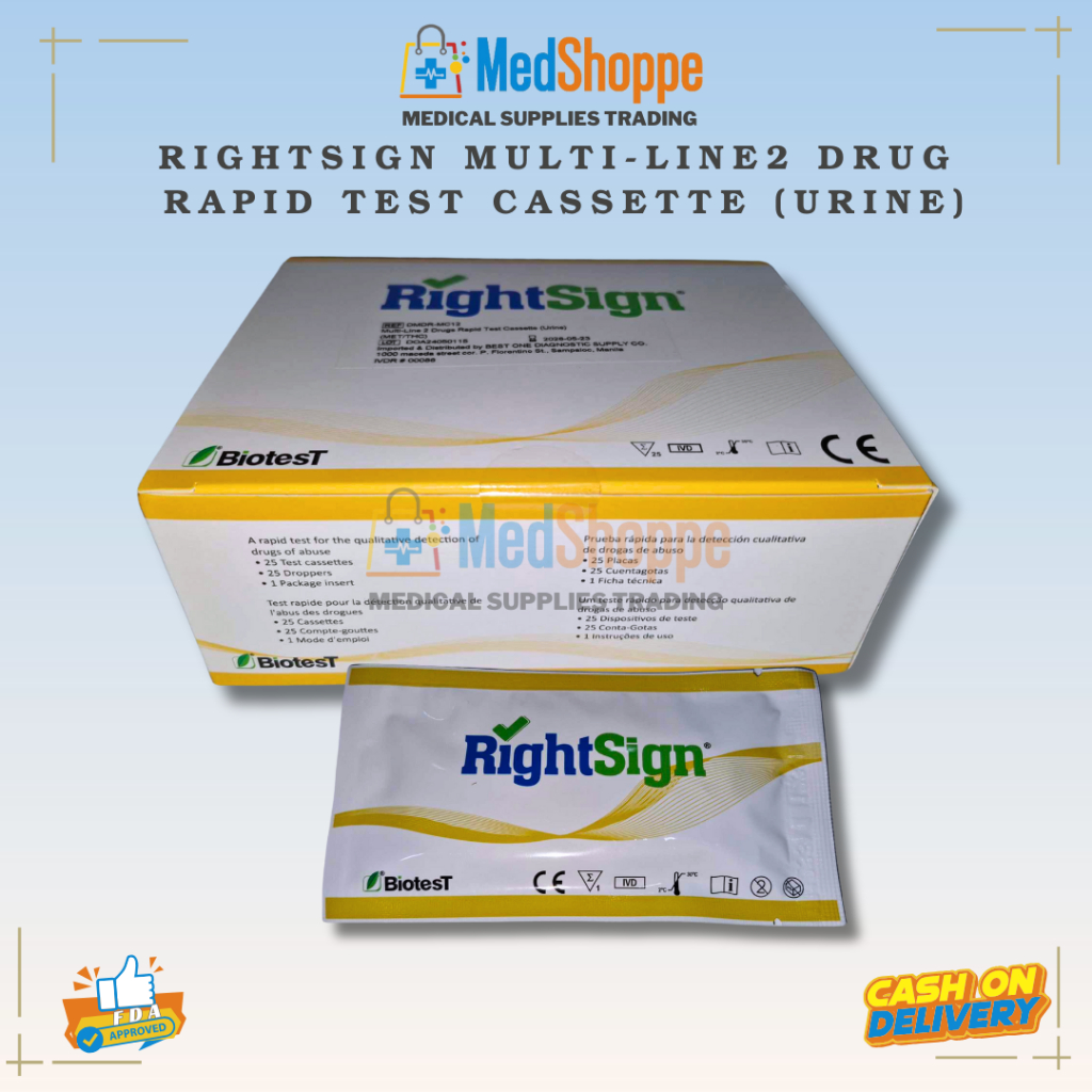 RightSign MULTI-LINE 2 DRUGS RAPID TEST CASSETTE (URINE) SOLD PER BOX ...