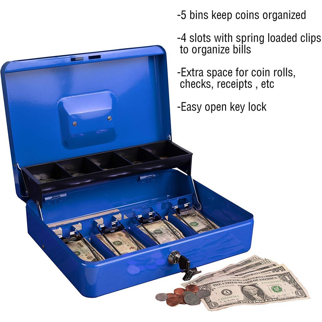 Cash Box Money Organizer Cash Box With Lock Cashier Cash Drawer Box ...
