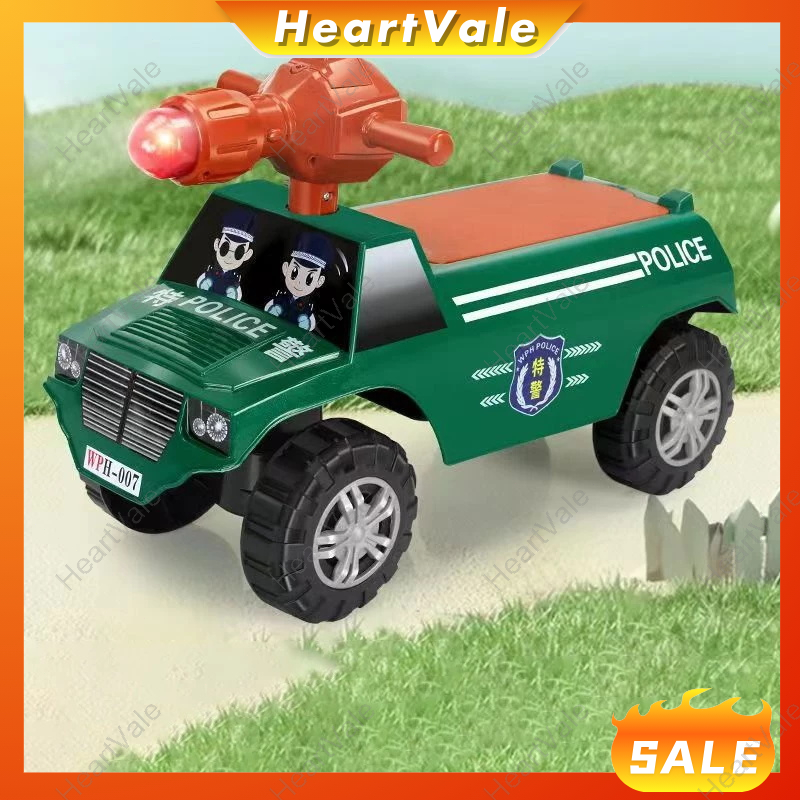 HeartVale Durable Police Ride On Toy Car for Kids Rechargeable Swing ...