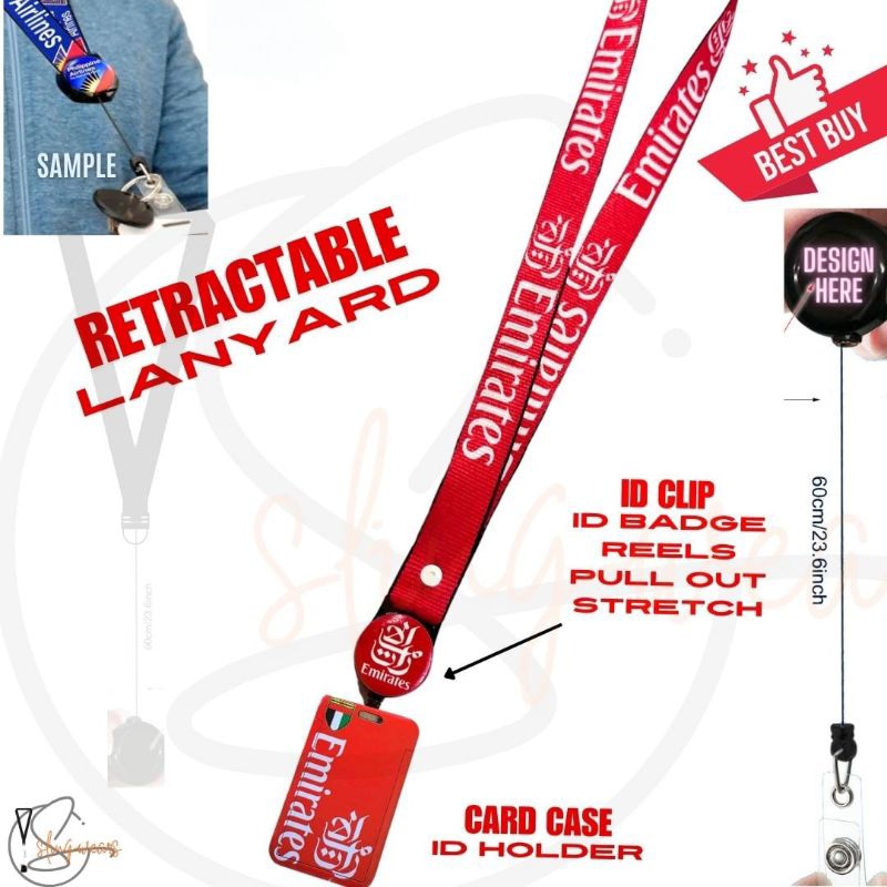 Emirates Retractable Lanyard Stretch id lace name tag | Shopee Philippines