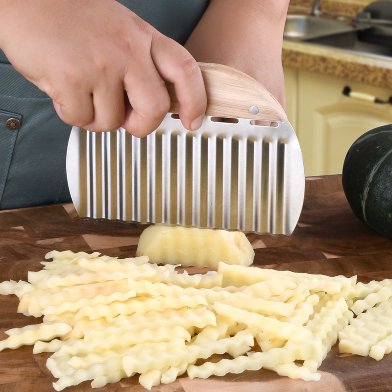 Stainless Steel Crinkle Cutter Potato Chip Slicer Dough Vegetable Fruit ...