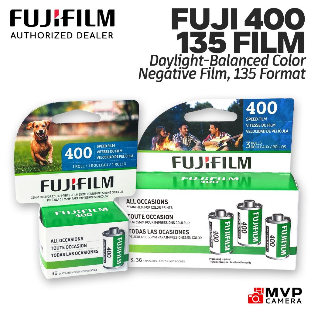 FUJIFILM Fuji Fujicolor 400 35mm 135 ISO 400 Colored Negative Film C41 1PC 3PACK MVP CAMERA ...