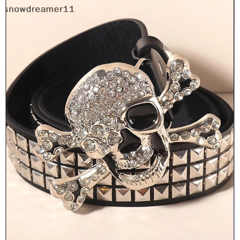 Fashion Gothic Punk Rivet Wide Belt Versatile Hip Pop Skeleton Belt For ...