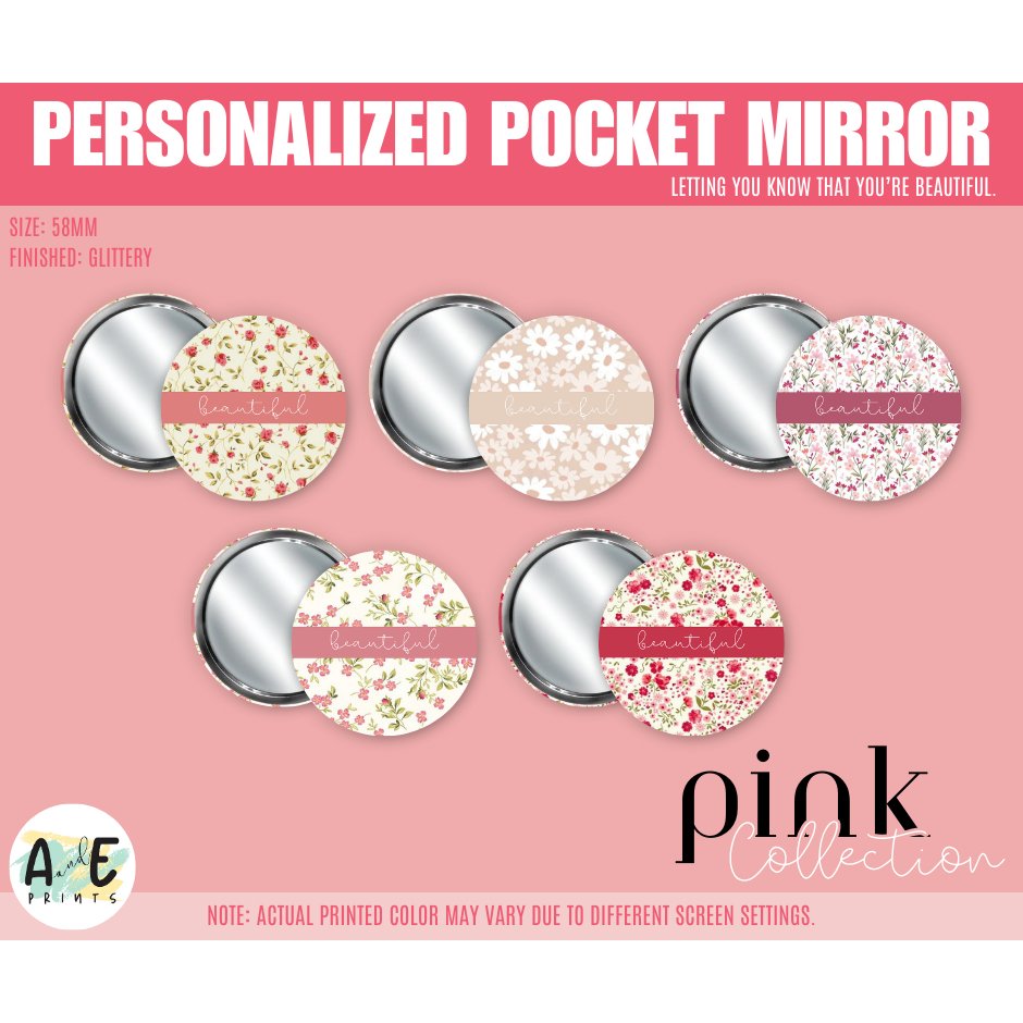 Personalized / Customized Pocket Mirror (Pink Collection) | Shopee ...