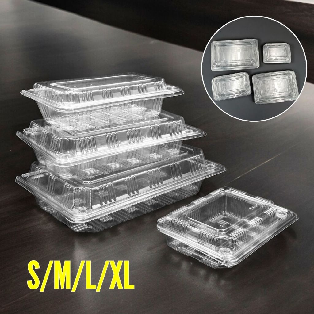 50pcs S/M/L/XL Rectangle Clamshell with Lock Clear Container Take-out ...