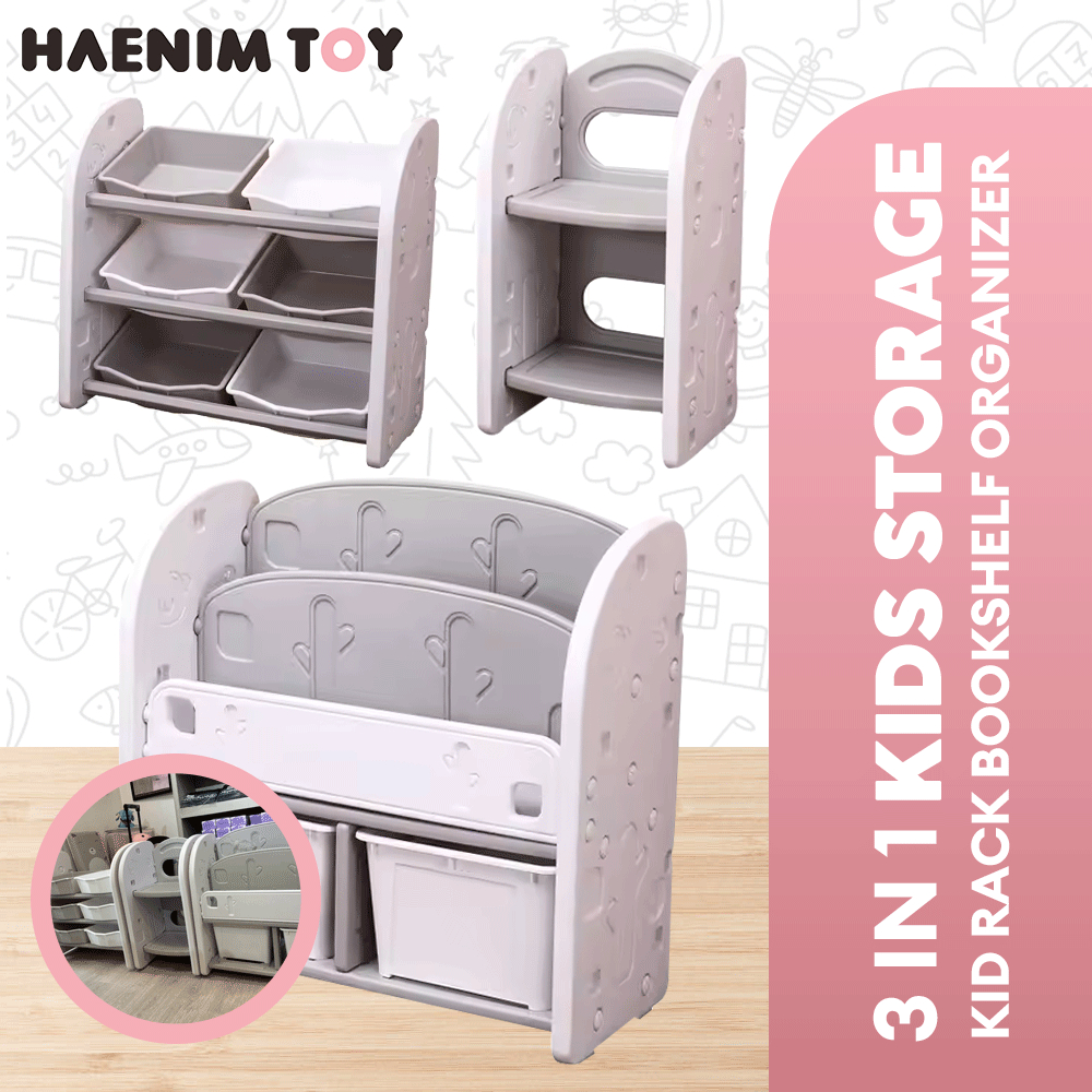 Haenim Toy - 3 in 1 Shelf Organizer with book shelves for your kids ...