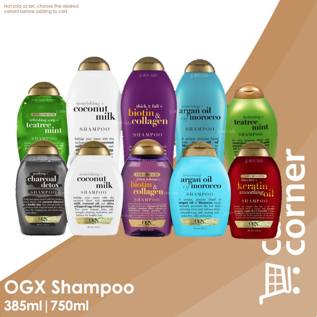 OGX Shampoo Biotin & Collagen / Argan Oil / Teatree Mint / Charcoal Detox 385ml / 750ml | Shopee ...
