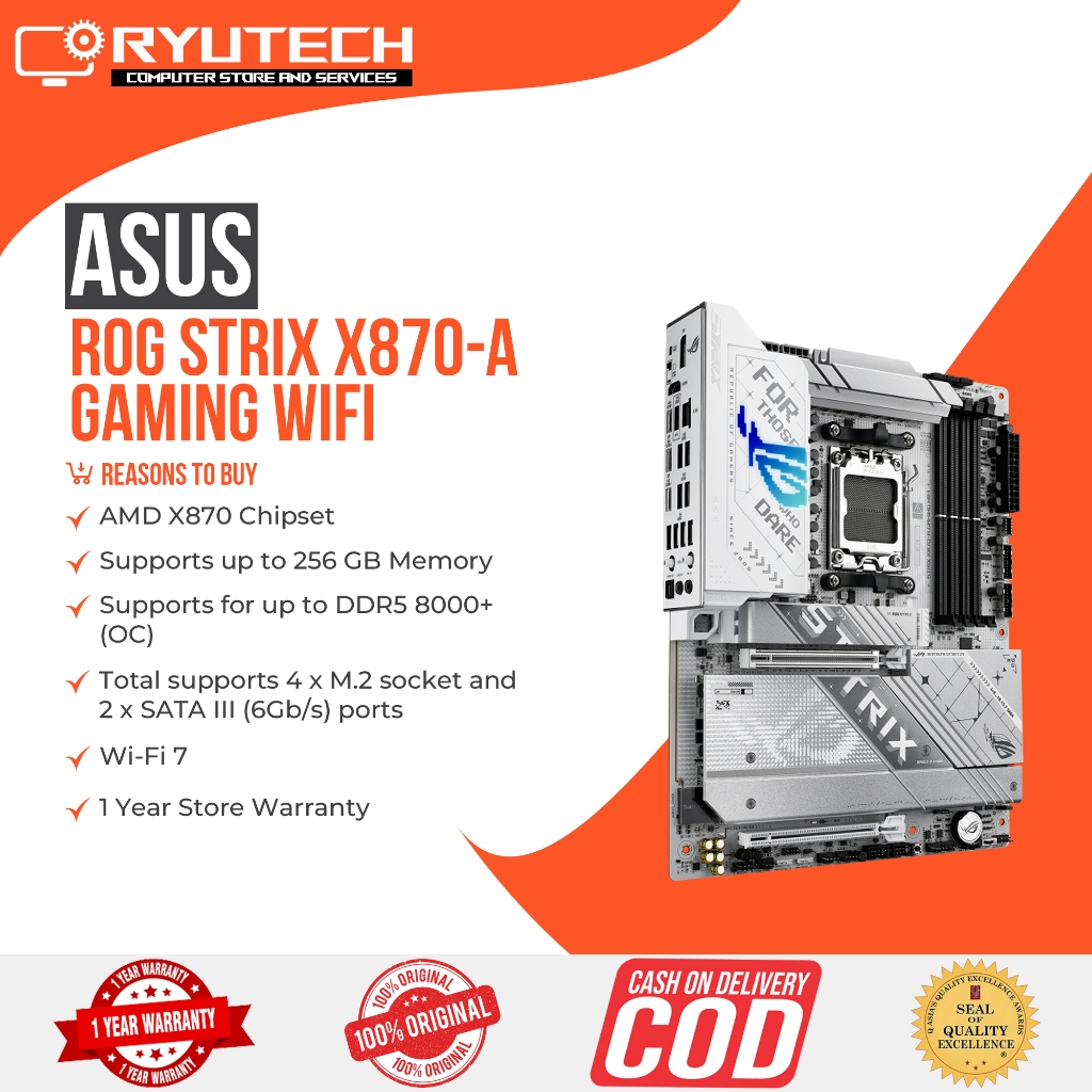 ASUS ROG STRIX X870-A GAMING WIFI - AMD X870 Chipset, Up to 256 GB ...