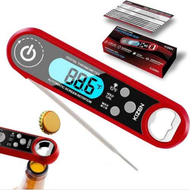 Kizen IP100 Instant Read Meat Thermometer, Digital Food Thermometer for ...