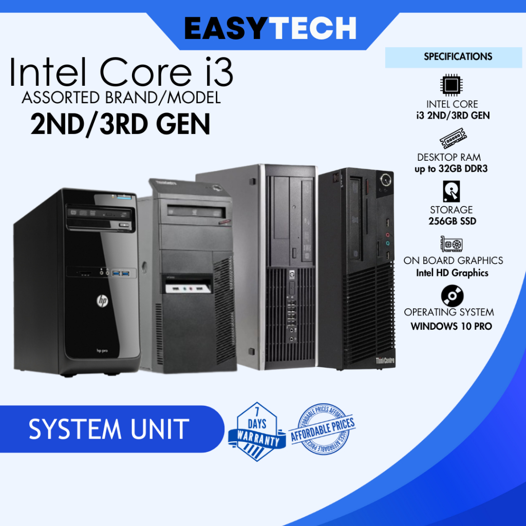 EASYTECH | Intel Core i3 2nd/3rd Gen 4GB RAM DDR3 250GB HDD ASSORTED ...