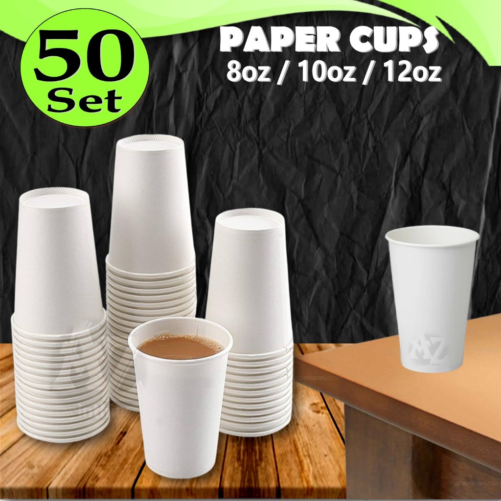Plain White Paper Cups- Available in 8oz, 10oz, and 12oz Sizes ...