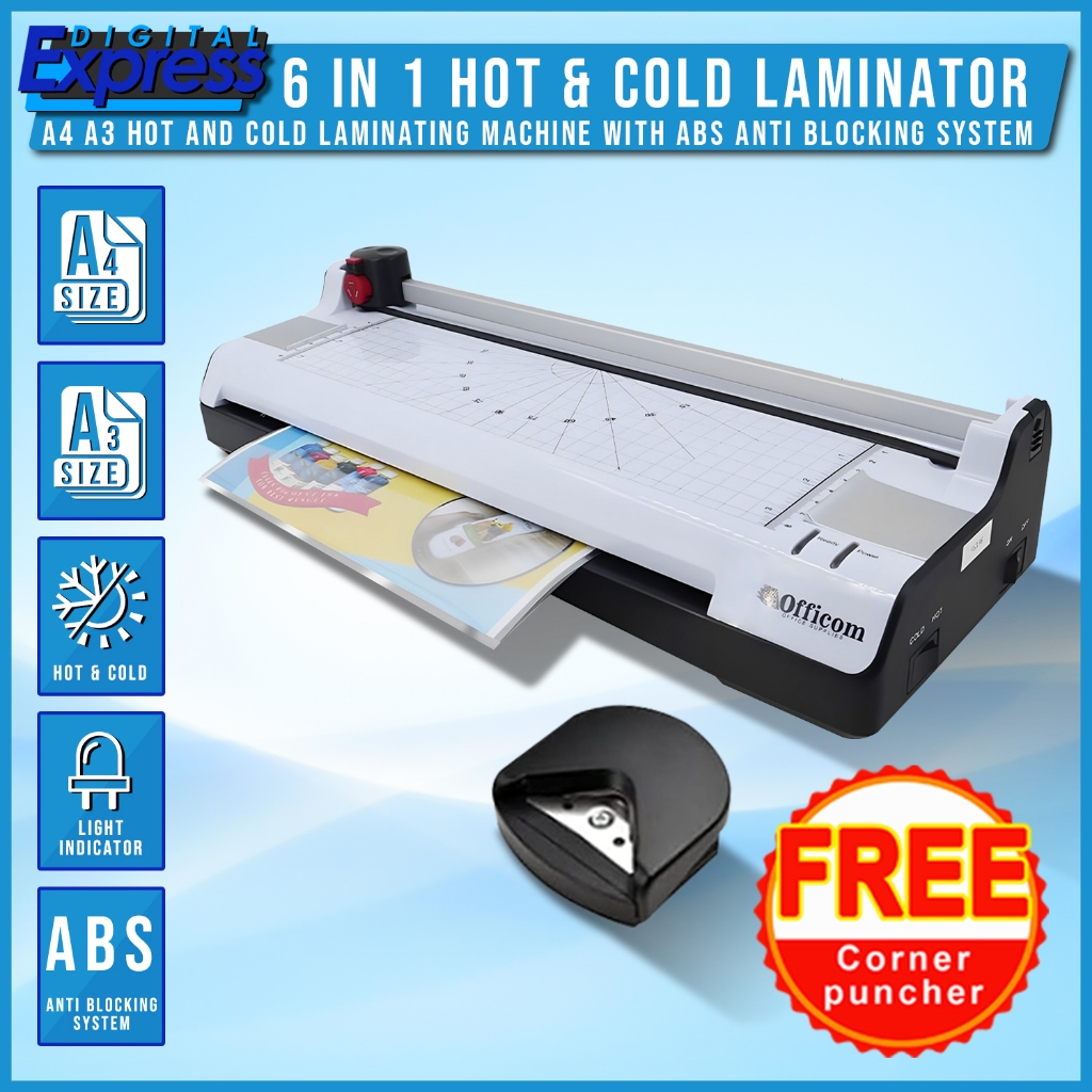 Officom 6 in 1 Laminator Multi-functional with Rotary Trimmer & Corner Rounder Laminating ...