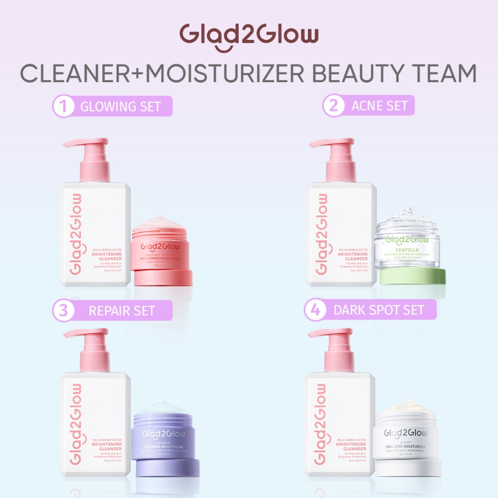 [G2G] Glad2Glow 2Pcs Combo Milk Amino Acid Gentle Cleanser ...