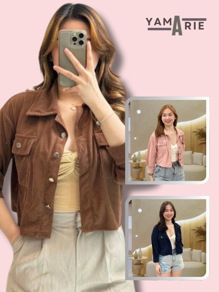 Yamari.PH Corduroy semi croptop jacket | JULEE | Shopee Philippines