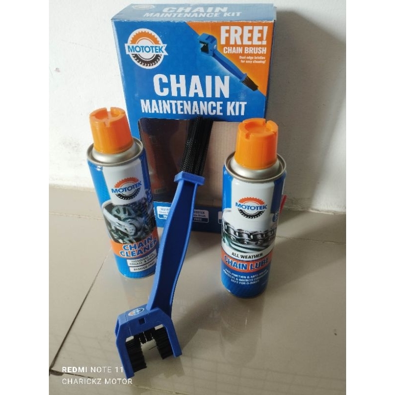 ORIGINAL MOTOTEK CHAIN MAINTENANCE KIT (CHAIN LUBE & CLEANER) 250 ML W ...