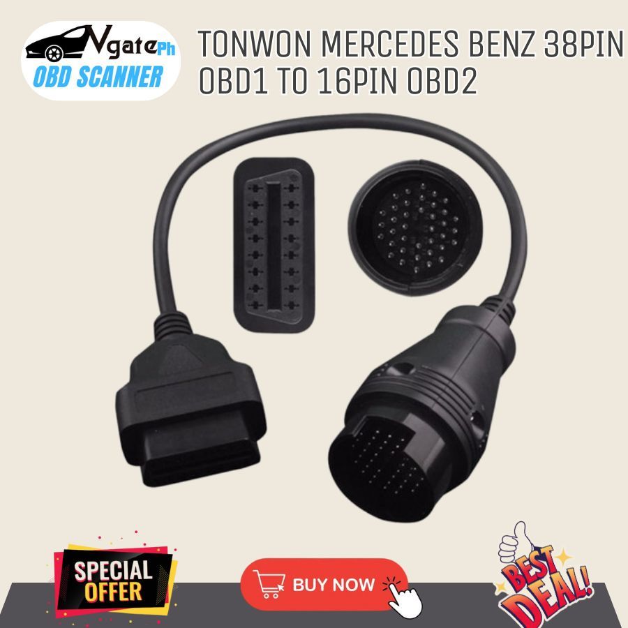 TONWON MERCEDES BENZ 38PIN OBD1 TO 16PIN OBD2 CABLE ADAPTOR | Shopee ...
