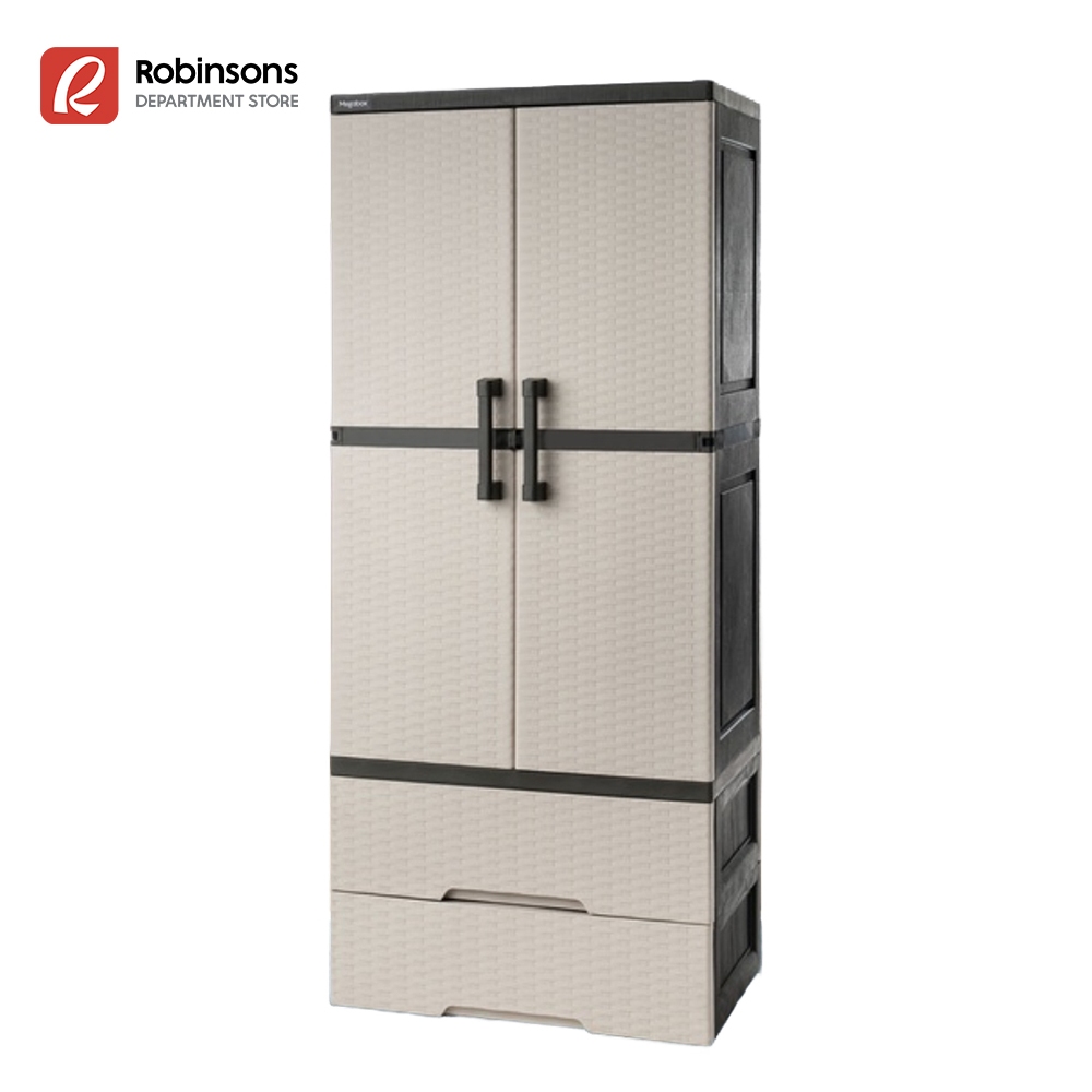 Megabox Boho Wardrobe Cabinet with 2 Drawers in Latte Beige | Shopee ...