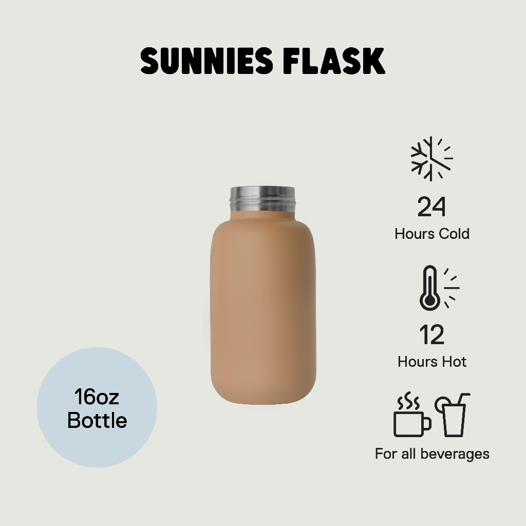 Sunnies Flask 16oz Bottle (Customizable Insulated Water Tumbler for Hot ...