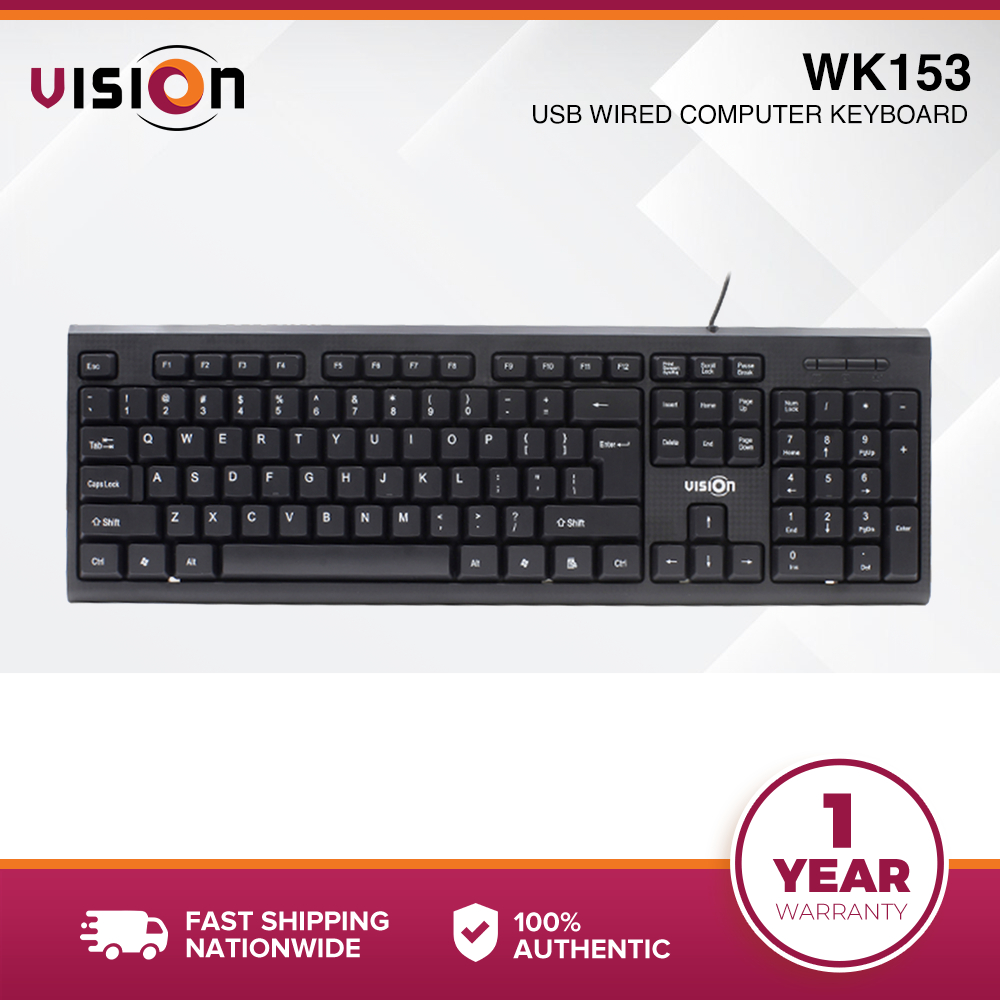 VISION WK153 USB Wired Keyboard – Slim, durable, and comfortable typing ...