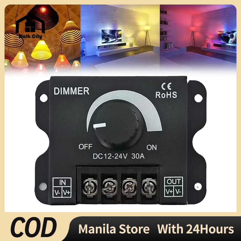 12V/24V 30A High Power LED Strip Light Manual Dimmer Dimmer Knob Single ...