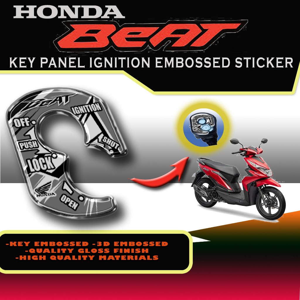 NEW KEY PANEL EMBOSSED FOR HONDA BEAT MOTORCYCLE/ HONDA BEAT KEY PANEL ...