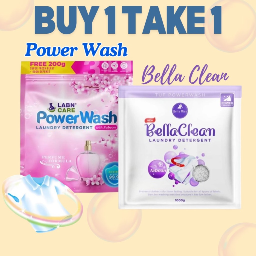 BUY 1 TAKE 1 POWER WASH AND BELLA CLEAN POWDER DETERGENT 1KILO | Shopee ...