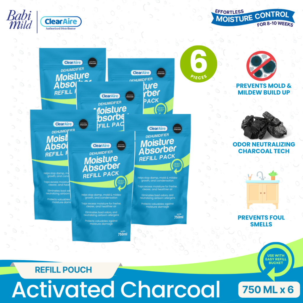 ClearAire Dehumidifier Refill Pouch 750ml [6 pack bundle] - Mold & Mildew Prevention | Shopee ...