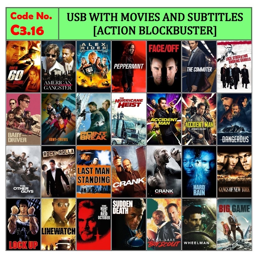 Flash Drive With Action Blockbuster Movies Subtitle Included Code No ...