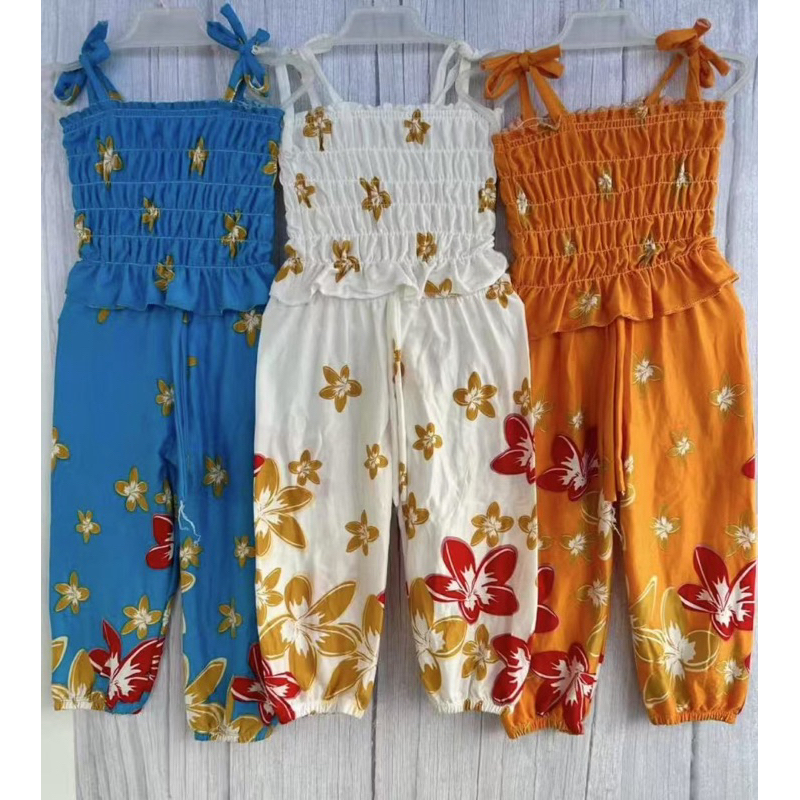 DUKE Summer crop tops smocking strapping jogger terno set for kids ...