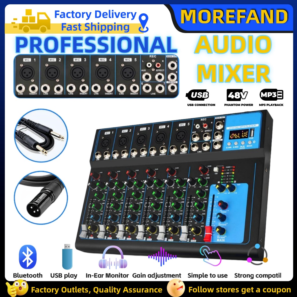 Audio Mixer F7-USB Professional AudioMixer 7-channel built-in EQ ...