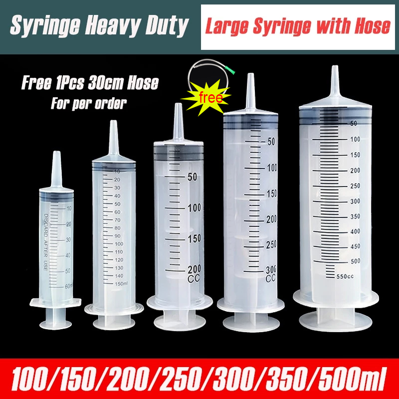 100/200/500ml Big injection syringe Large syringe big for gear oil Pet ...
