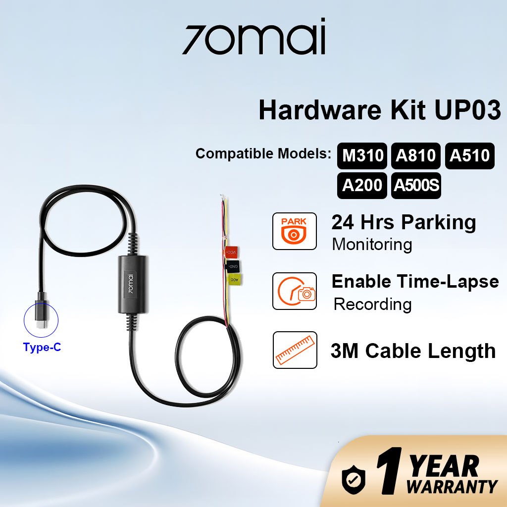 70mai Hardwire Kit Type-C (UP03) For 70mai A200,A500S,A510,A810,Omini ...
