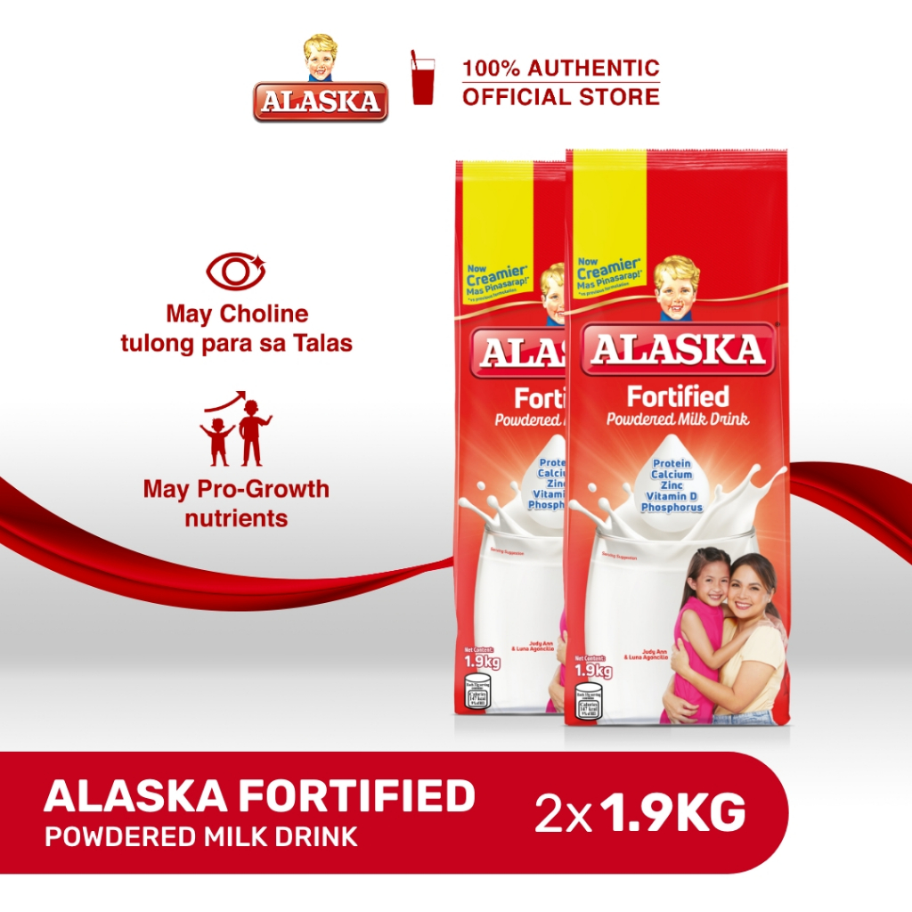 Alaska Fortified Powdered Milk Drink Pouch 1900g | Set of 2 | Shopee ...