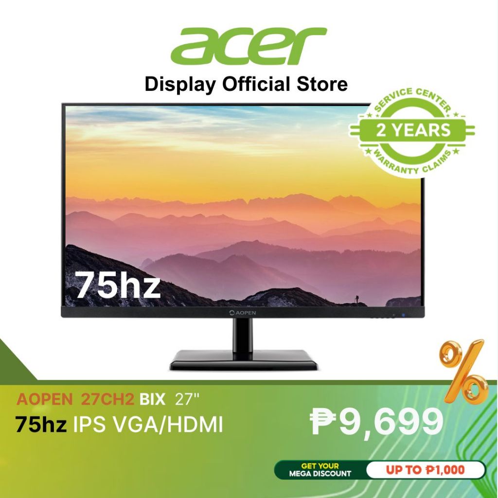 AOpen by Acer (27CH2 bix 27" Monitor (VGA/HDMI, 75Hz, IPS, BlueLightShield) | Shopee Philippines