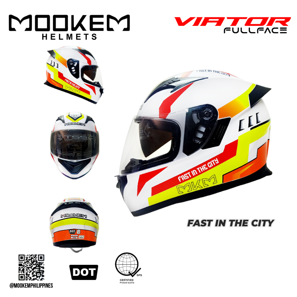 Mookem Helmet Z006 Viator Fast in the City Full Face Dual Visor Helmet ...